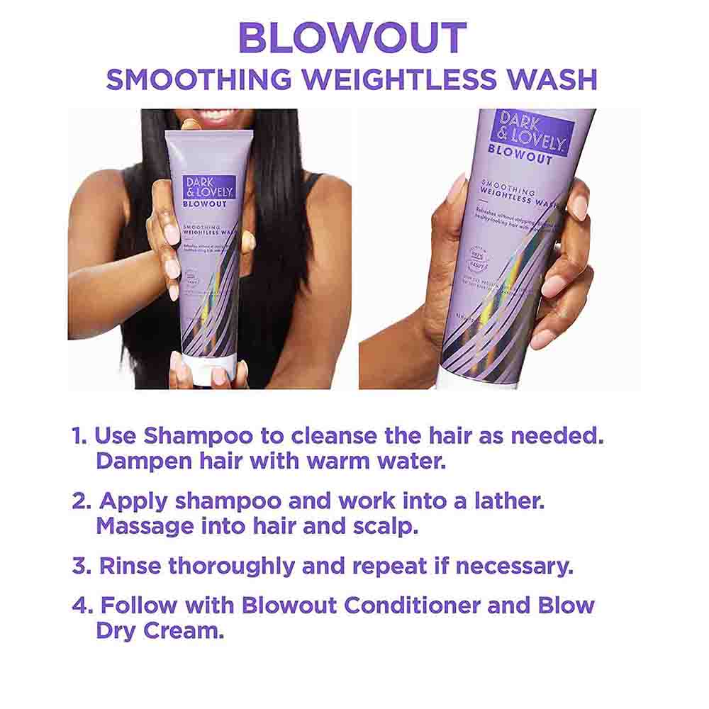 Dark and Lovely Blowout Smoothing Weightless Wash Sulfate Free Shampoo ...